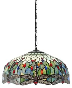 Endon 66148 - Lustr na řetězu Tiffany DRAGONFLY 3xE27/60W/230V pr. 50 cm
