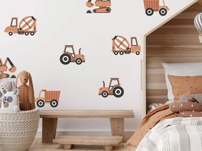 Nástěnné samolepky STAVEBNÍ AUTA hnědé