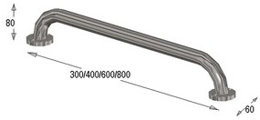 NEREZOVÉ SPRCHOVÉ ŽLABY Pevné madlo (nerez), 600mm