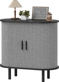 HOMCOM bufet do obývacího pokoje, ovální úložný nábytek se 2 posuvnými dveřmi a 2 přihrádkami, 80 x 40 x 78 cm, šedý