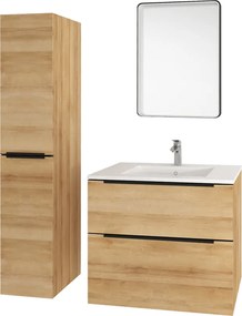 Mereo, Mereo Mailo, koupelnová skříňka 100 cm, dub Riviera, černé madlo, MER-CN522SBN