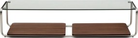 Tmavě hnědý konferenční stolek se skleněnou deskou 60x140 cm Tarsel – Kave Home