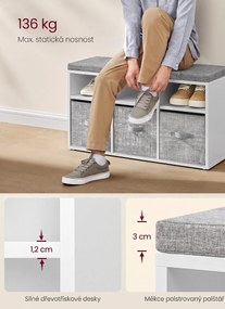 Botník se sedákem Vasagle Lopy 87 cm bílý/šedý