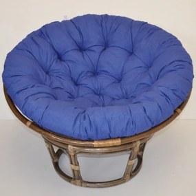 Ratanový papasan tmavý, průměr 115 cm - polstr tmavě modrý melír