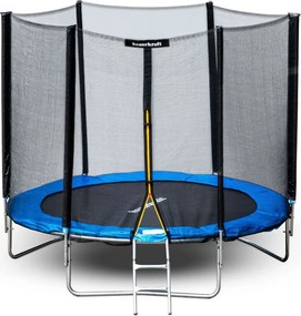 Zahradní trampolína se sítí a žebříkem BLANDON 304 cm modrá/černá