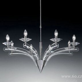 Metal Lux 197.188 Icaro, závěsné svítidlo 8xE14, chrom/křišťálové sklo, průměr 100cm
