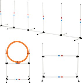 PawHut 3dílná souprava pro trénink agility pro psy včetně snadno přenosné tašky - plastová Bílá+Žlutá