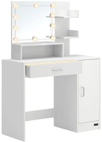 Toaletní stolek Jocelyn s LED osvětlením 90x38x137 cm - bílý