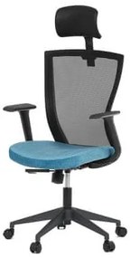 Autronic Kancelářská židle Kancelářská židle, černá MESH síťovina, světle modrá látka, houpací mechanismus, plastový kříž, kolečka pro tvrdé podlah (KA-V328 BLUE)