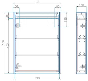 Mereo Siena koupelnová galerka 64 cm zrcadlová skříňka bílá lesk CN415GB