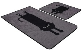 Černo-šedé koupelnové předložky v sadě 2 ks 60x100 cm Comfort – Foutastic