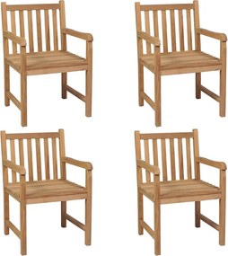 Zahradní židle 4 ks krémově bílé podušky masivní teak 3073021