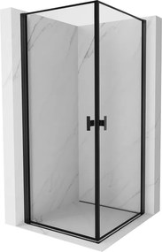 Mexen Mist-B Duo, 2-křídlý ​​výklopný sprchový kout 70 x 70 cm, čiré sklo-černý rám, 8A2-070L-070P-70-70