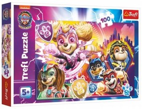 Puzzle Seznamte se s mocnými štěňaty Paw Patrol/Tlapková patrola 100 dílků 41x27,5cm v krab. 29x19cm