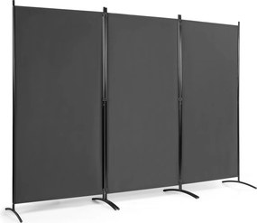 Costway 3 panelový dělič pokojů Skládací látková zástěna – 260 × 183 cm, šedá