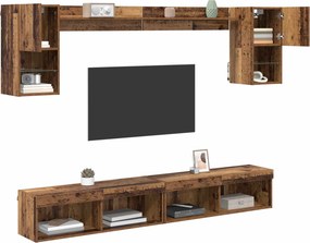 TV nástěnné jednotky s LED 6 ks Staré dřevo Kompozitní dřevo 3402955