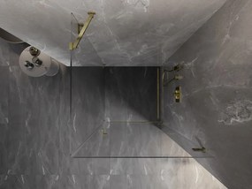 Mexen Lunar-B, pravostranný výklopný sprchový kout 80 x 80 cm, 8mm čiré sklo, zlatý profil, 832-080-080-50-00-P