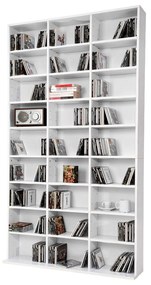 tectake 401703 Regál s 27 přihrádkami na 1080 CD bílá dřevotříska MDF