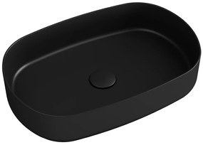 Isvea INFINITY OVAL keramické umyvadlo na desku, 55x36cm, černá mat