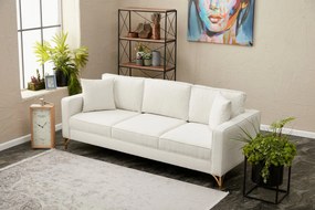 Hanah Home Třímístná pohovka BERLIN krémová se zlatou 222 cm 825BLC2797