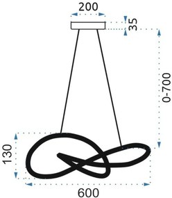 Toolight - LED závěsné svítidlo APP814-CP + dálkové ovládání, černá, OSW-04025