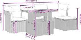 6dílná zahradní sedací souprava s poduškami béžová polyratan 3275467