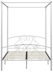 Petromila Rám postele s nebesy bílý kovový 140 x 200 cm