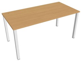 Stůl pracovní rovný 160 cm - Hobis Uni US 1600 Dekor stolové desky: buk, Barva nohou: bílá