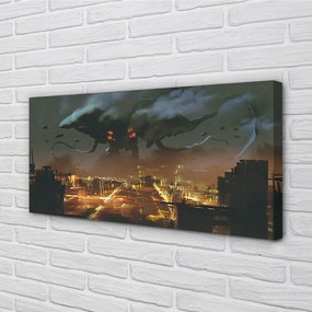 Obrazy na plátně Město v noci kouř monster 100x50 cm