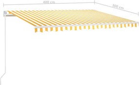 Ručně zatahovací markýza s LED světlem 400 x 300 cm žlutobílá 3068903