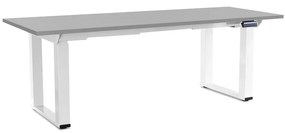 Výškově nastavitelný stůl OfficeTech Strong 200 x 80 cm, bílá podnož, světle šedá