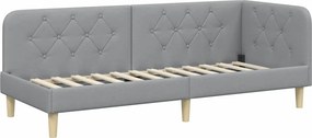 Rohový rám postele Světle šedá 80 x 200 cm textil 3394101