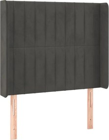 Čelo postele typu ušák tmavě šedé 83x16x118/128 cm samet 3119849