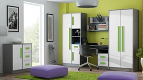 Casarredo - Komfort nábytek Dětská šatní skříň GYT 1 antracit/bílá/zelená