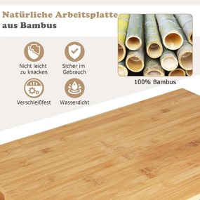 Costway Kuchyňský ostrov Bamboo Kitchen Island s výsuvnou zásuvkou a bočním