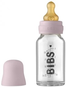 Skleněná antikoliková lahvička BIBS - 110 ml s kaučukovou savičkou vel. S, lila