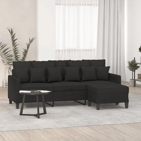 3místná pohovka s podnožkou černá 180 cm textil 3201093