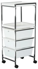 Kondela Pojízdný regál, bílá/chrom, CORFU