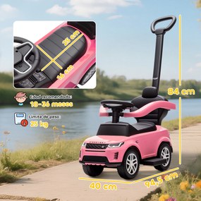 AIYAPLAY 2v1 chodítko LAND ROVER DISCOVERY (18–36 měsíců) – úložný prostor, klakson, odnímatelná bezpečnostní tyč, růžová