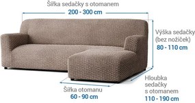 Bielastické potahy MOSAICO oříškové sedačka s otomanem vpravo (š. 170 - 300 cm)