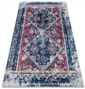 Kusový koberec vhodný k praní ANDRE 1136 Vintage protiskluzový bordó modrý Rozměr: 120x170 cm