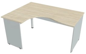 Stůl ergo pravý 160*120 cm - Hobis Gate GE 2005 P Dekor stolové desky: akát, Dekor lamino podnože: šedá, Barva nohy: stříbrná