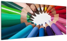Obraz - kruh z barevných pastelek (100x40cm)