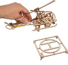 UGEARS MODELS Dřevěná 3D stavebnice mechanického modelu mini helikoptéra