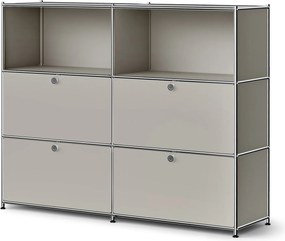 Tchibo - Kovová odkládací skříňka »Cn3« se 4 výklopnými dvířky, světle šedá