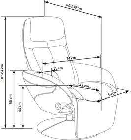 HALMAR OPTIMA 2 polohovací křeslo šedé