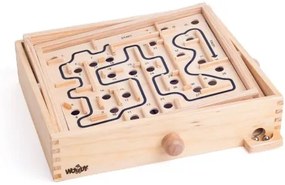 Motorická hra dřevěný labyrint s výměnnými deskami 28x23,5x6,5 cm