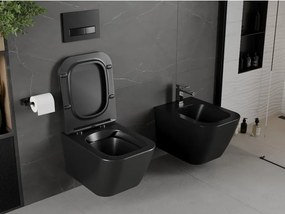 Mexen Madox WC mísa Rimless s pomalu klesající deskou slim, duroplast, černá mat - 30154070