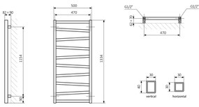 Sapho - Koupelnový radiátor ZIG 490W/230V 50x133 cm antracit