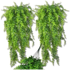 Camerazar Umělá kapradina sada dvou závěsných dekorací v zelené barvě 82 cm
